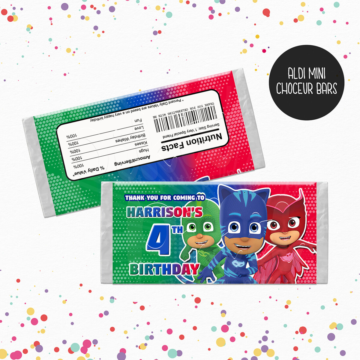 PJ MASK Chocolate Wrappers – Pikit Kids